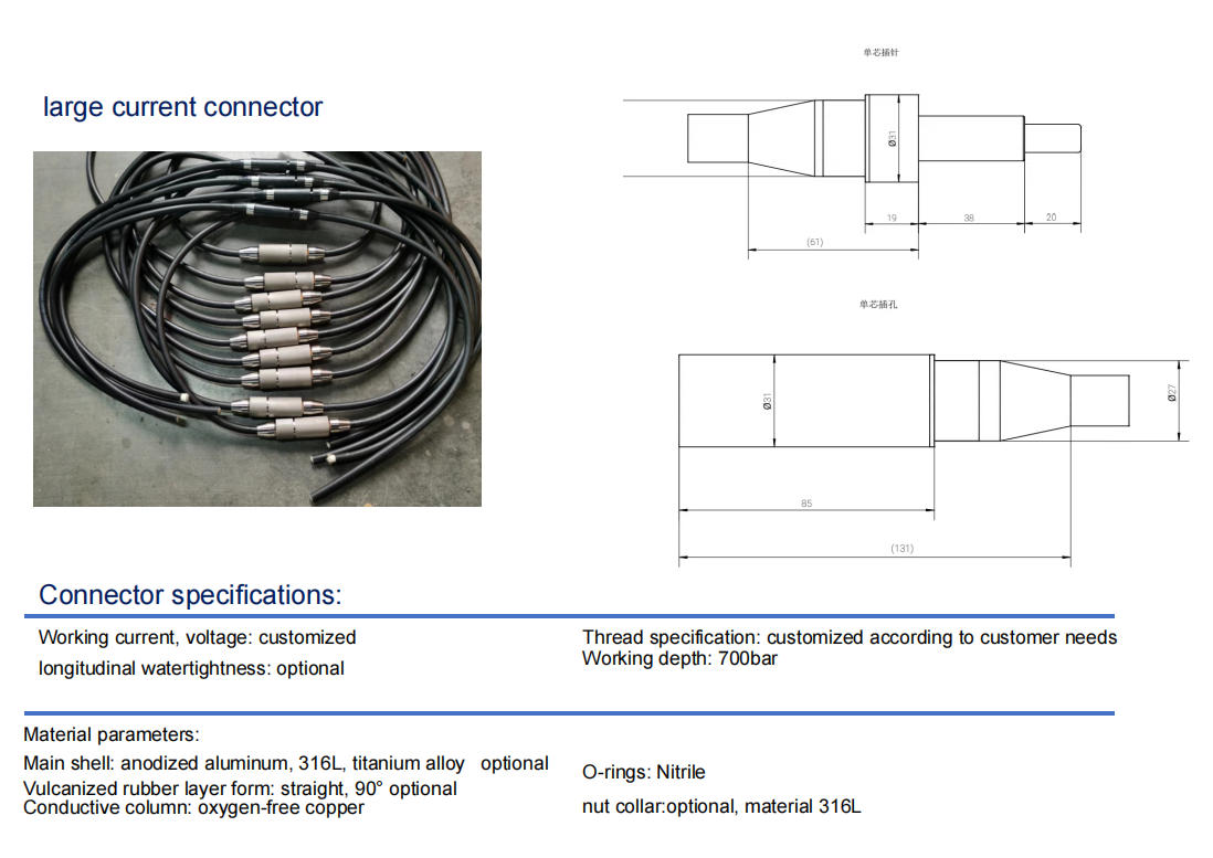 Large Current Watertightness Connector Hull Penetrators for Underwater ...